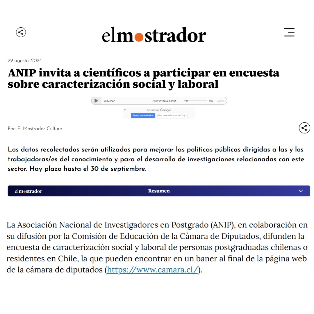 Noticia en El Mostrador: ANIP invita a científicos a participar en ...